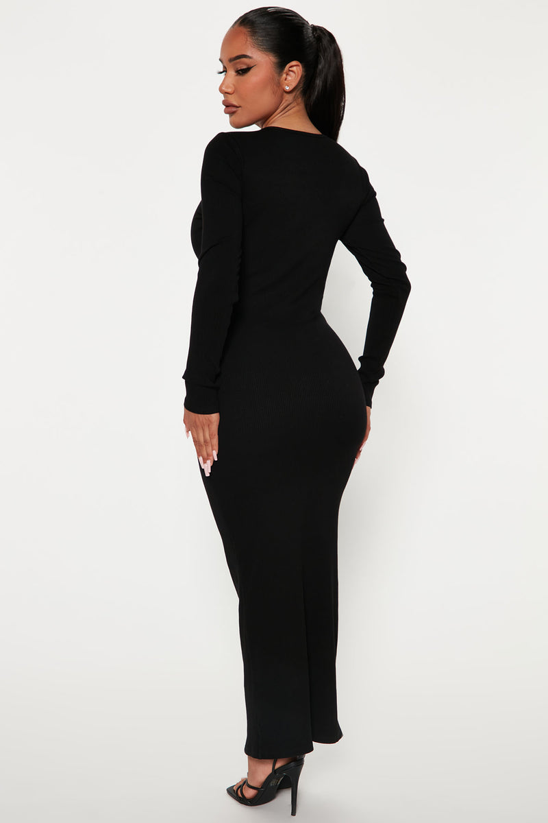 Cutting Edge Thick Rib Maxi Dress Black Fashion Nova Dresses