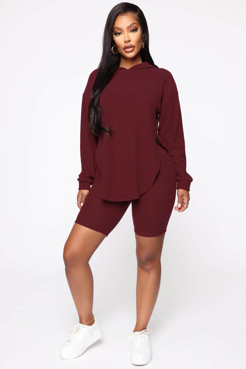 Cutting Corners Biker Short Set - Burgundy | Fashion Nova, Matching ...