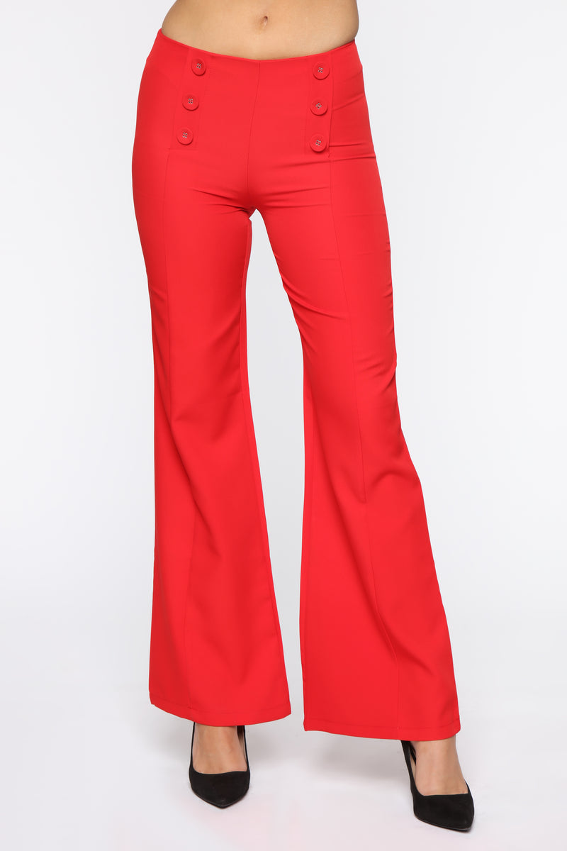 Chloe Button Pants - Red | Fashion Nova, Pants | Fashion Nova