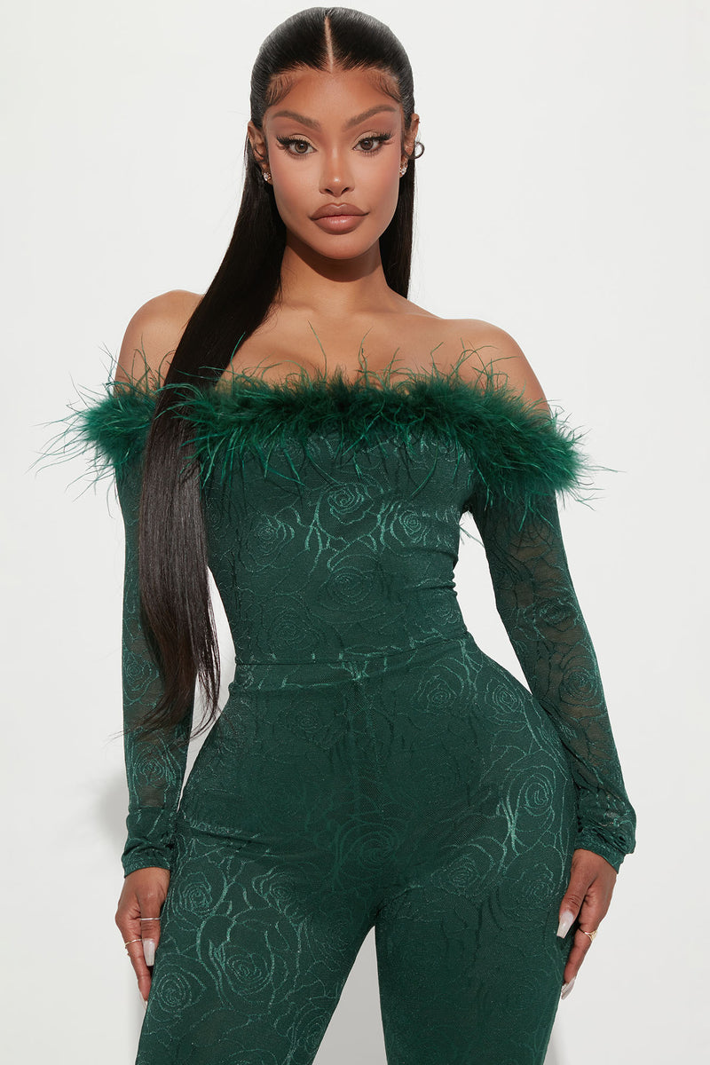 All About Us Feather Jumpsuit - Kelly Green | Fashion Nova, Jumpsuits | Fashion Nova