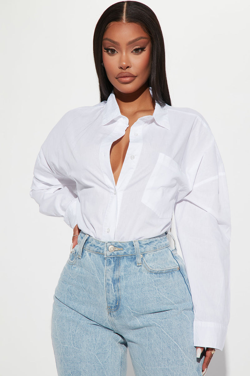 Raven Poplin Shirt - White | Fashion Nova, Shirts & Blouses | Fashion Nova