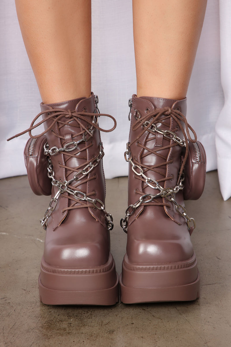 Stomping Grounds Chain Booties - Brown | Fashion Nova, Shoes | Fashion Nova