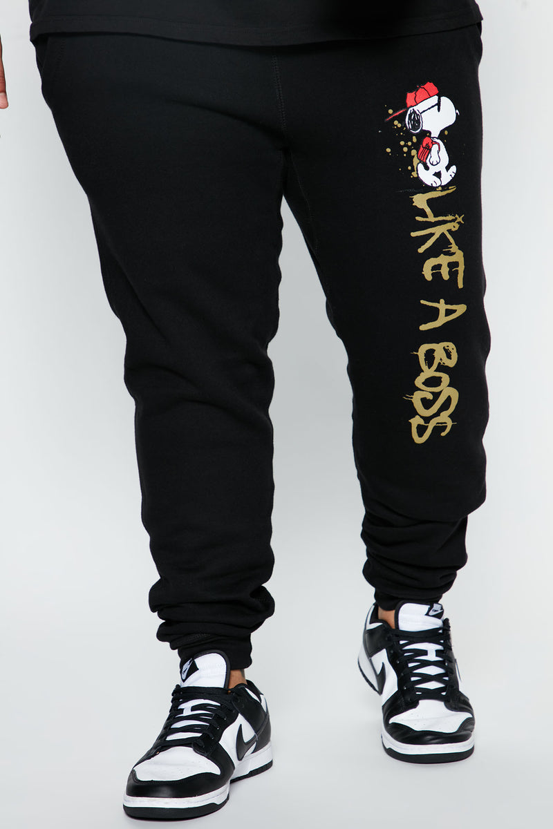 Peanuts Snoopy Boss Jogger - Black | Fashion Nova, Mens Fleece Bottoms ...