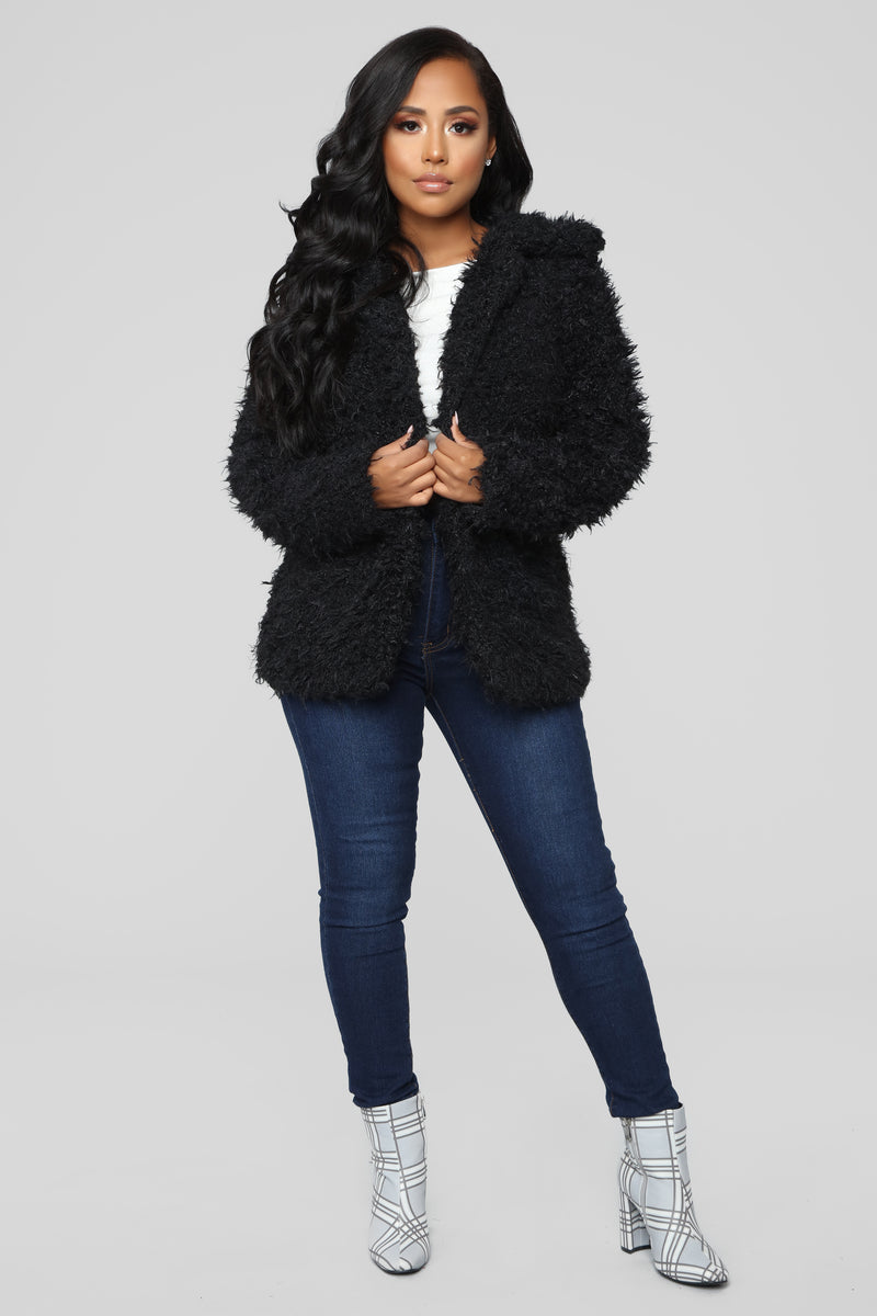 Great Feels Fuzzy Jacket - Black | Fashion Nova, Jackets & Coats ...