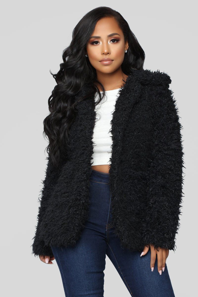 Great Feels Fuzzy Jacket - Black | Fashion Nova, Jackets & Coats ...