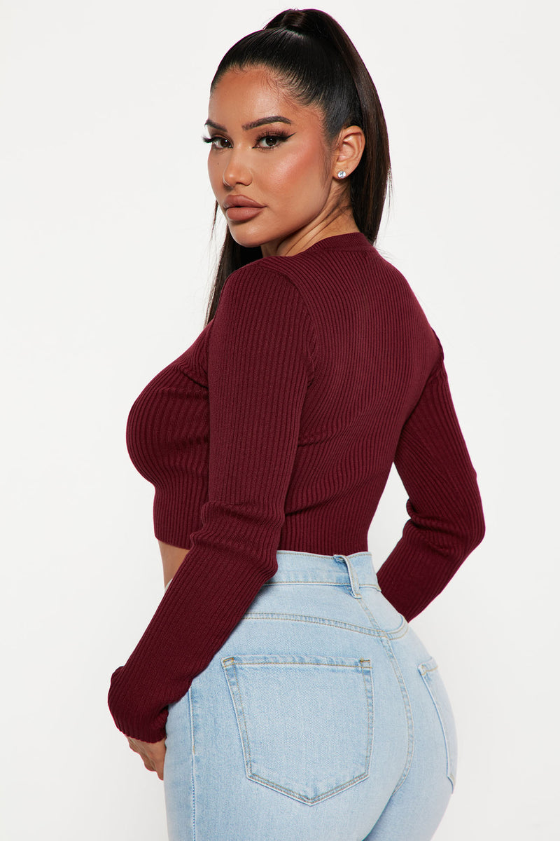 Sheila Ribbed Crop Sweater - Burgundy | Fashion Nova, Sweaters ...