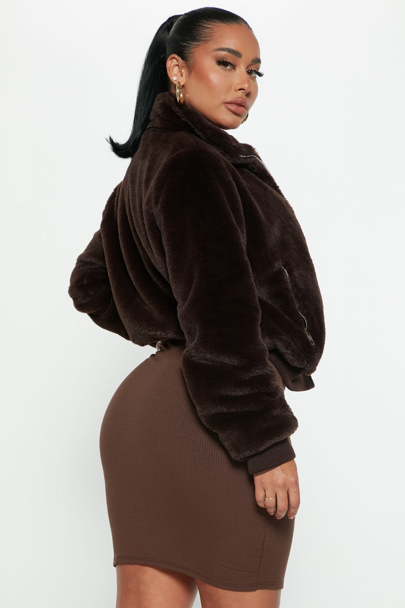 Andi Faux Fur Bomber Jacket - Chocolate | Fashion Nova, Jackets & Coats ...