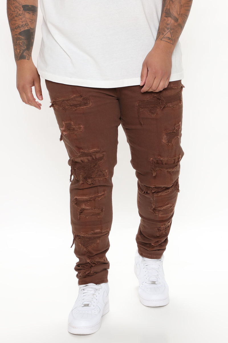 High Key Stacked Skinny Jeans - Brown | Fashion Nova, Mens Jeans ...