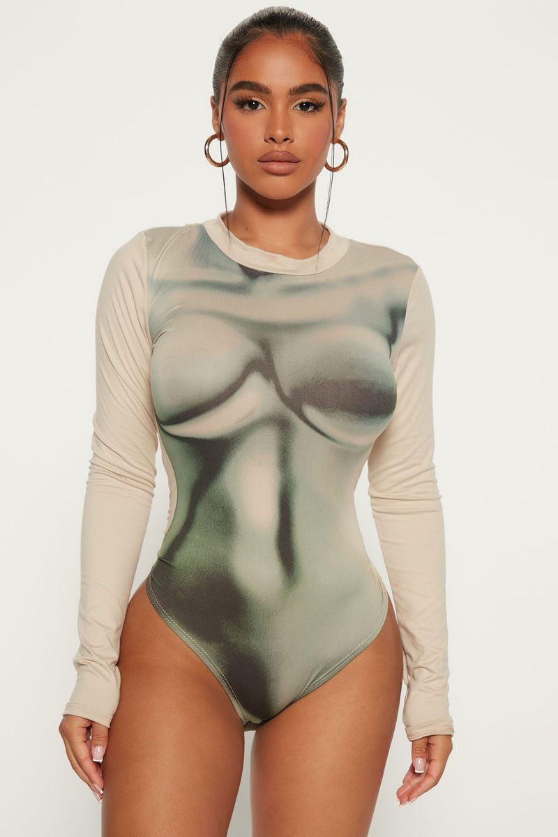 Shape Of Me Long Sleeve Bodysuit Taupe Fashion Nova Bodysuits