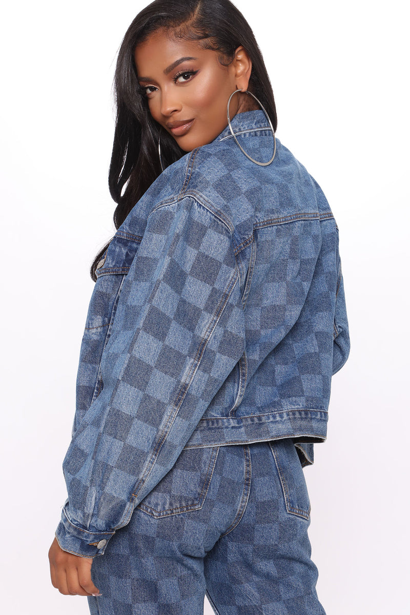 Game Maker Checkered Denim Jacket - Blue/combo | Fashion Nova, Jackets ...