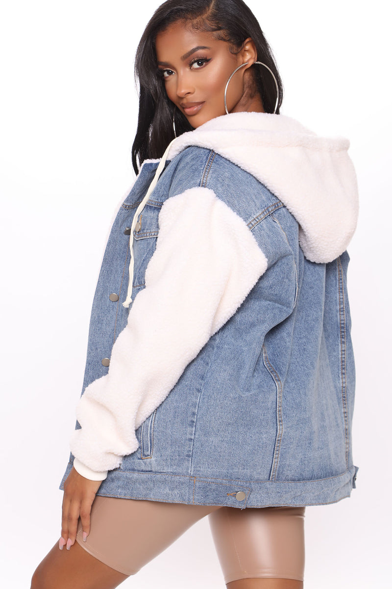 Always Keep Me Warm Fuzzy Denim Jacket - Ivory/combo | Fashion Nova ...