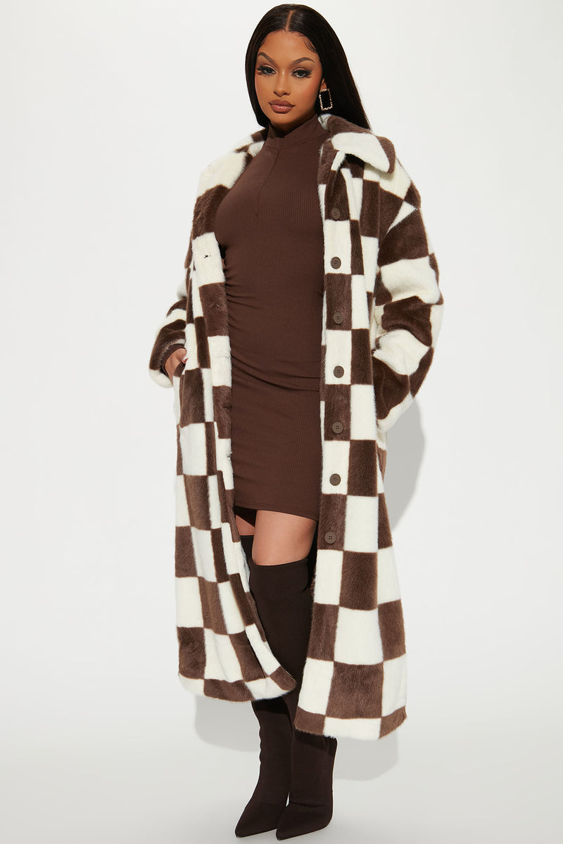 Came To Conquer Faux Fur Coat - Brown/combo | Fashion Nova, Jackets ...