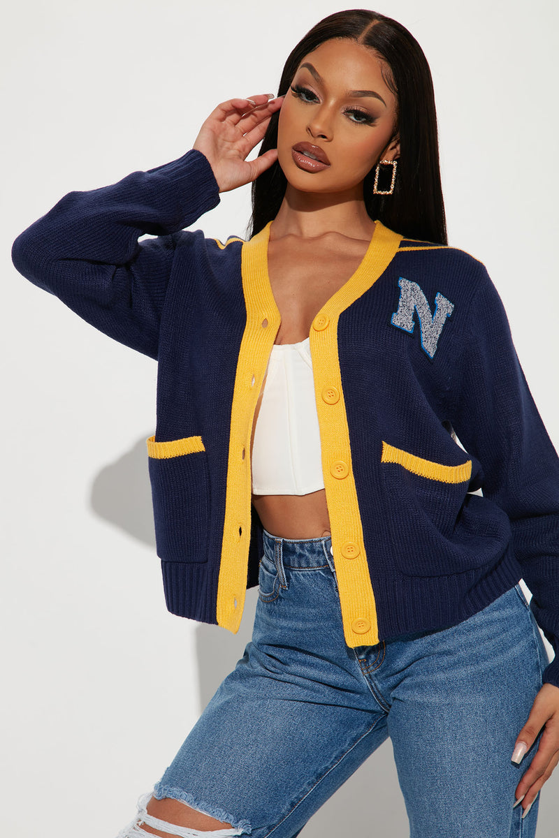 Team Nova Varsity Cardigan - Navy/combo | Fashion Nova, Sweaters ...