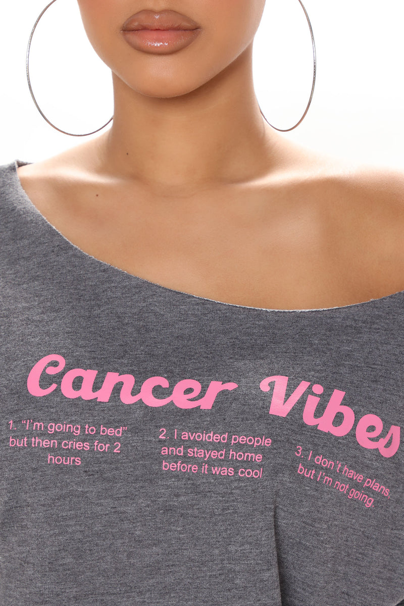 Cancer Vibes Off Shoulder Top - Charcoal | Fashion Nova, Screens Tops ...