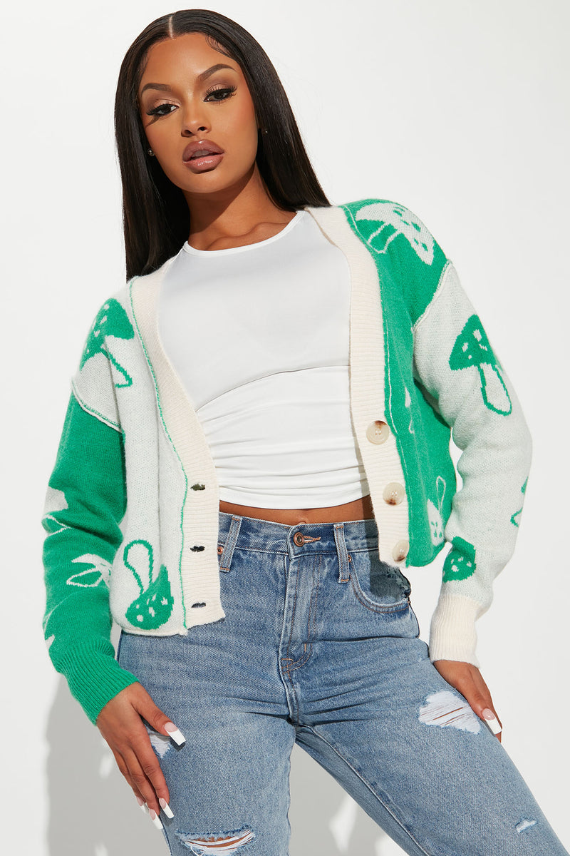 Lost In Wonderland Mushroom Cardigan - Green/combo | Fashion Nova ...