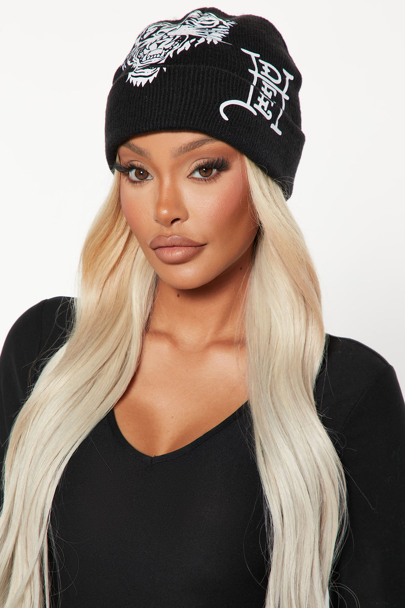 Ed Hardy Tiger Beanie - Black/White | Fashion Nova, Accessories ...