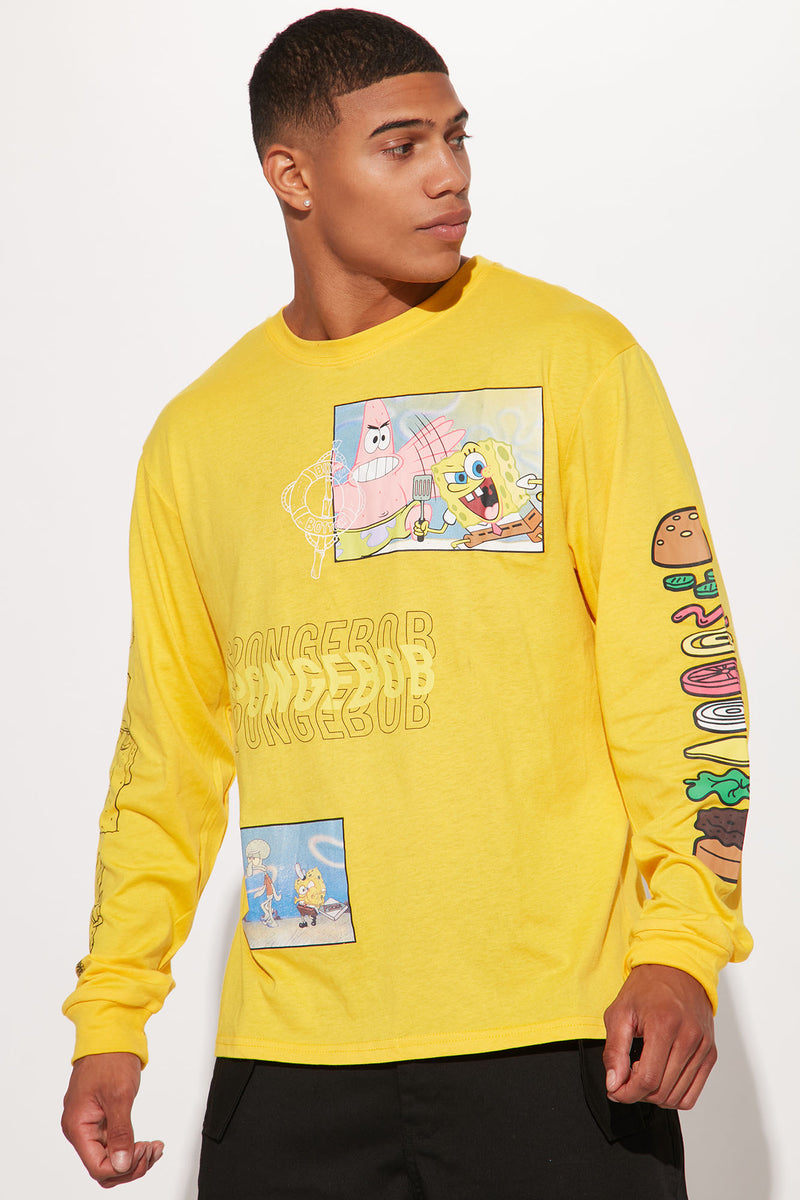 Spongebob Wavy Long Sleeve Tee - Gold | Fashion Nova, Mens Graphic Tees ...