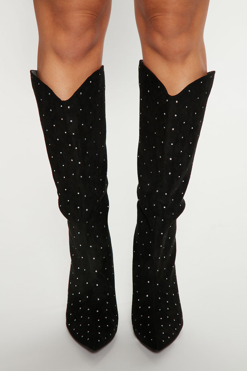 Kara Rhinestone Knee High Boots - Black | Fashion Nova, Shoes | Fashion ...