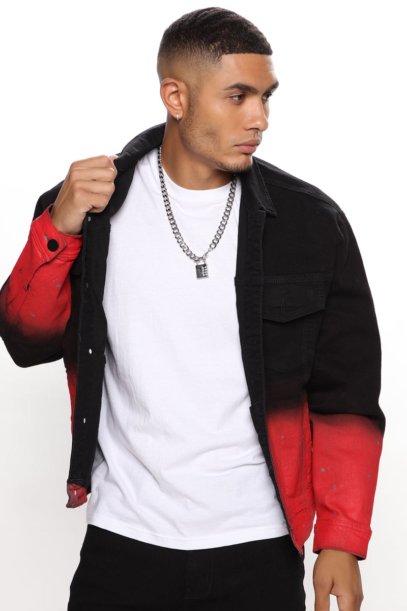 Kurt Denim Jacket - Black/Red | Fashion Nova, Mens Jackets | Fashion Nova