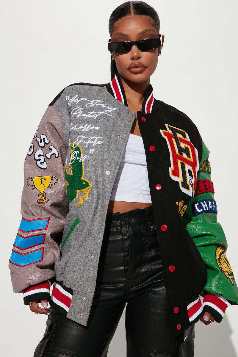 Bright Future Varsity Jacket - Black/combo | Fashion Nova, Jackets ...