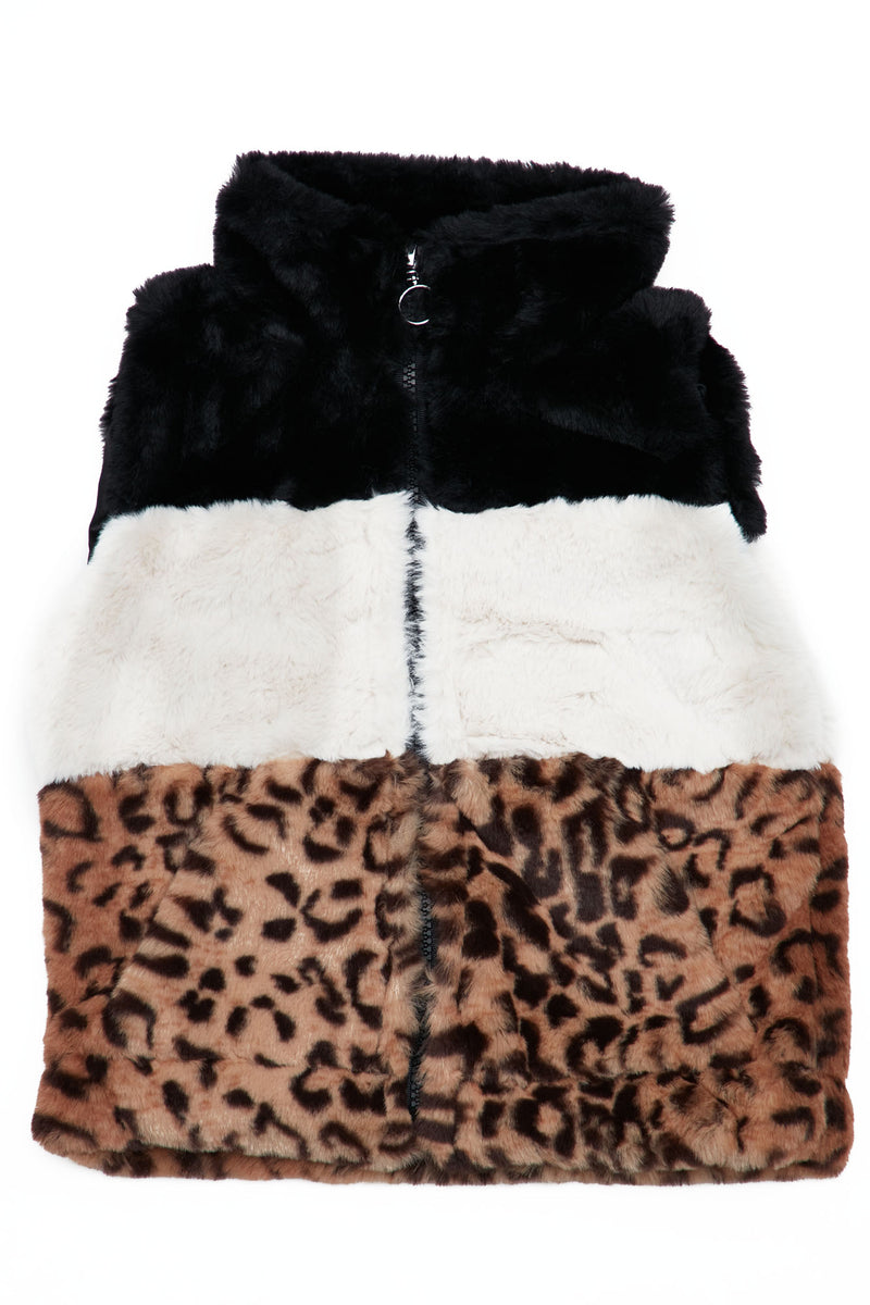 Mini Fun Size Colorblock Faux Fur Vest - Brown/combo | Fashion Nova ...