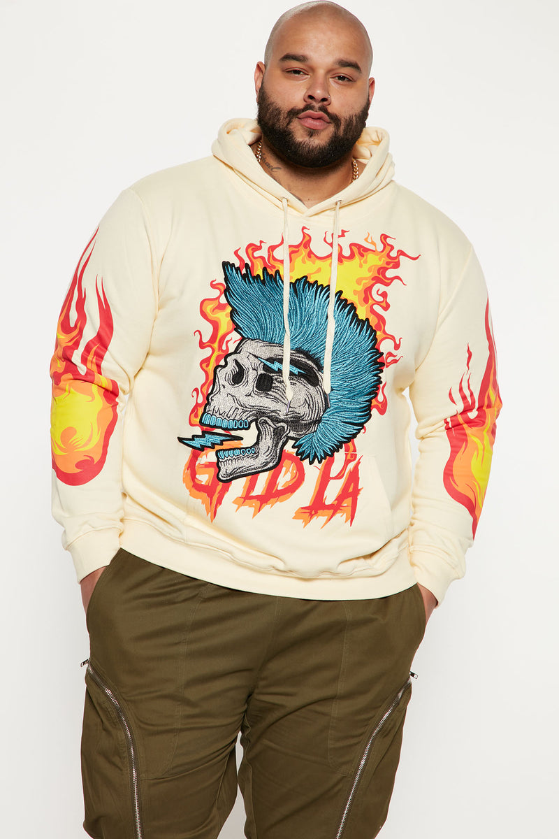 Mohawk On Fire Hoodie - White | Fashion Nova, Mens Fleece Tops ...