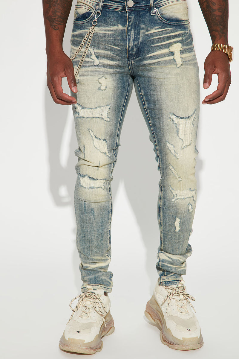 No Chaser Stacked Skinny Jeans - Vintage Blue Wash | Fashion Nova, Mens ...