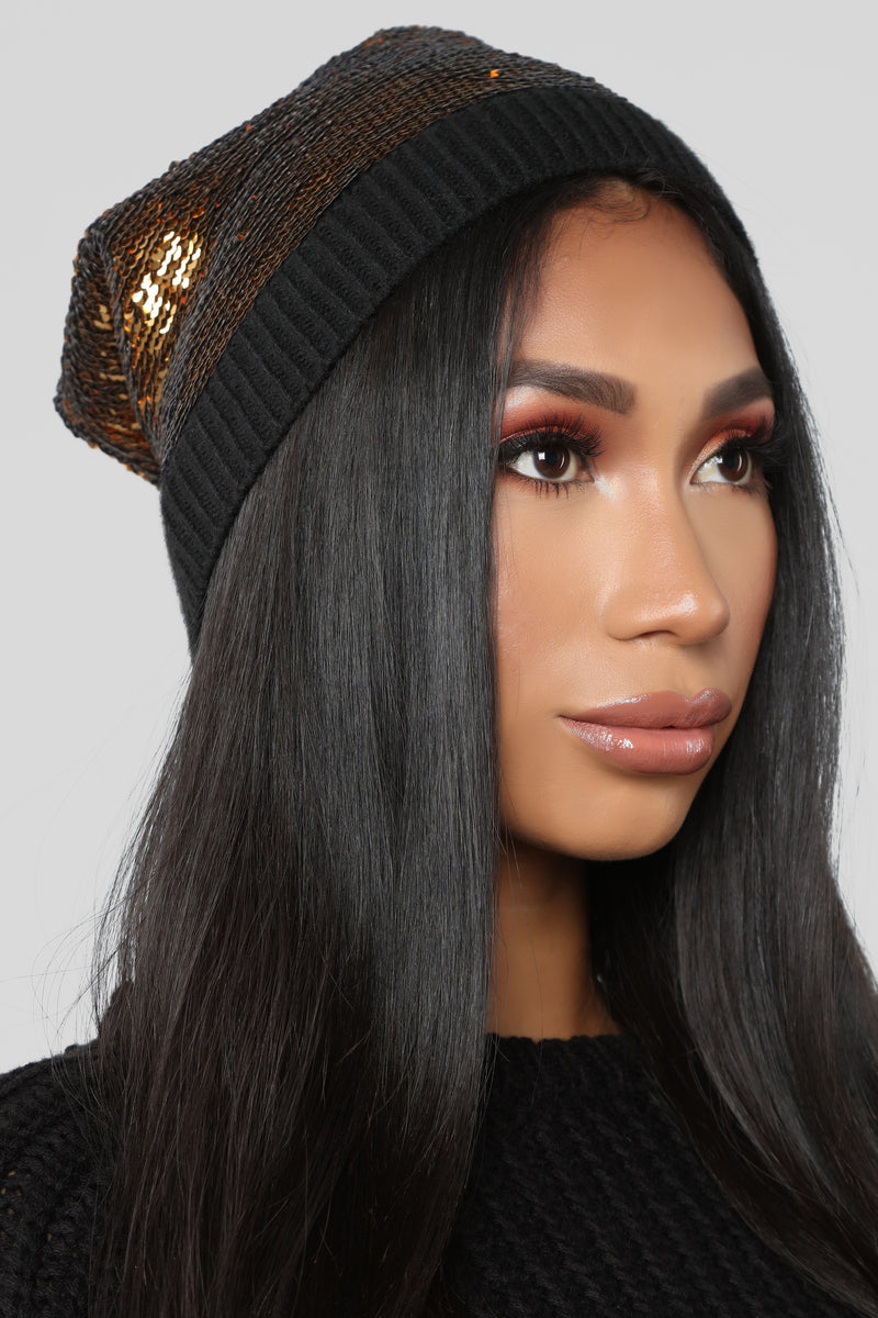 Follow The Sequins Beanie - Gold/Black | Fashion Nova, Accessories ...