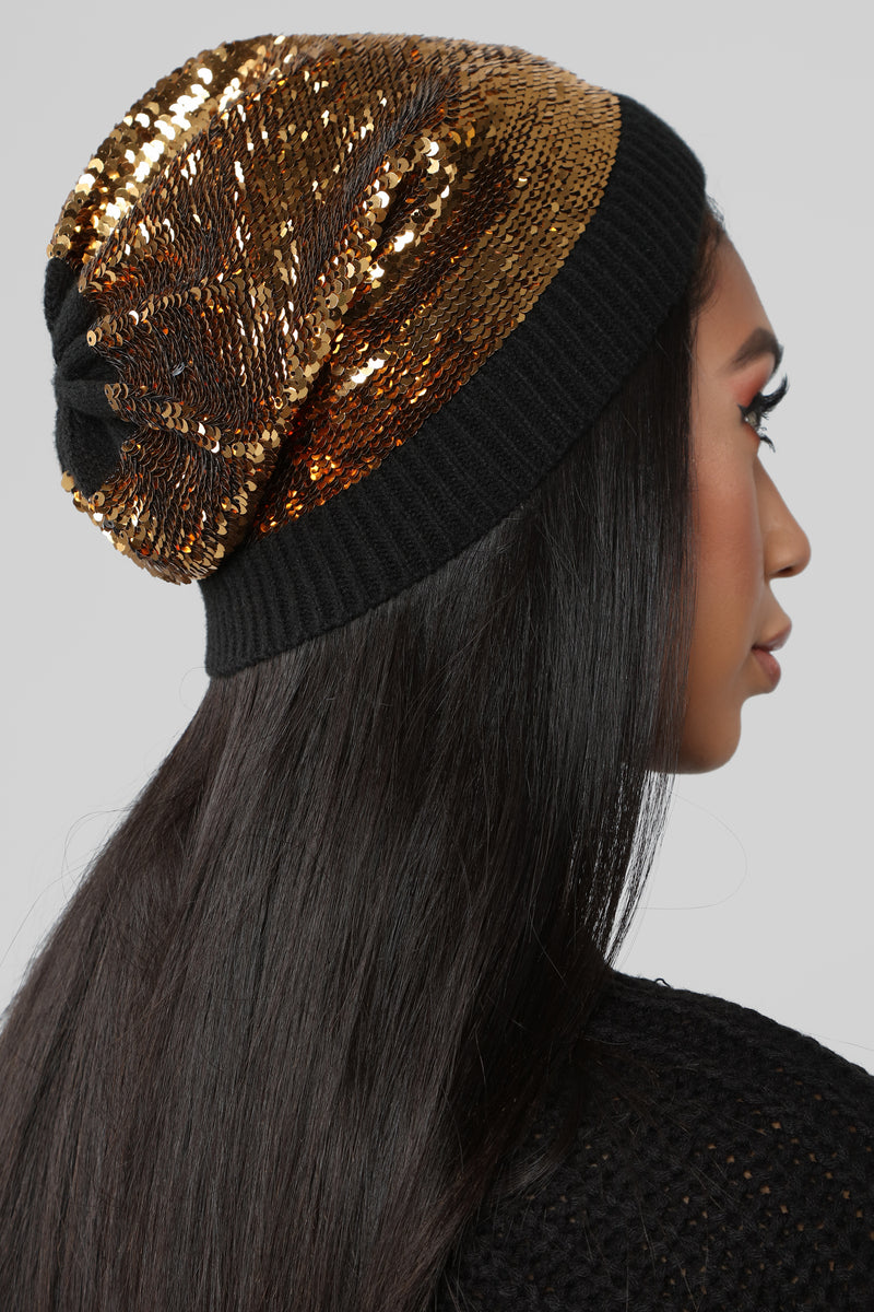 Follow The Sequins Beanie - Gold/Black | Fashion Nova, Accessories ...