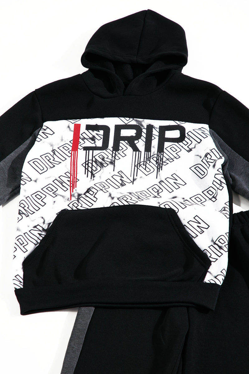 Mini Drip Drip Fleece Jogger Set - Black/combo | Fashion Nova, Kids ...