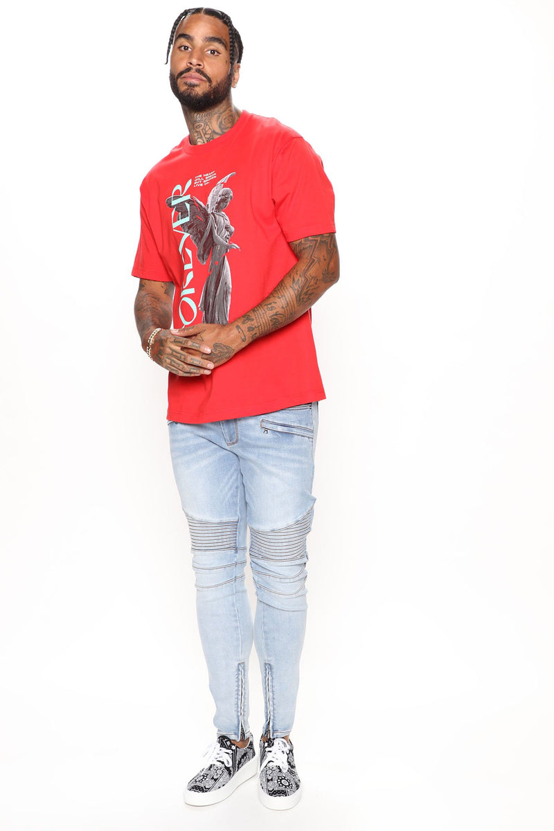 Forever Angel Short Sleeve Tee - Red | Fashion Nova, Mens Graphic Tees ...