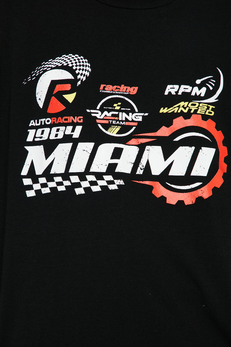 Miami Race Track Double Sleeve Graphic Tee - Black/White | Fashion Nova ...