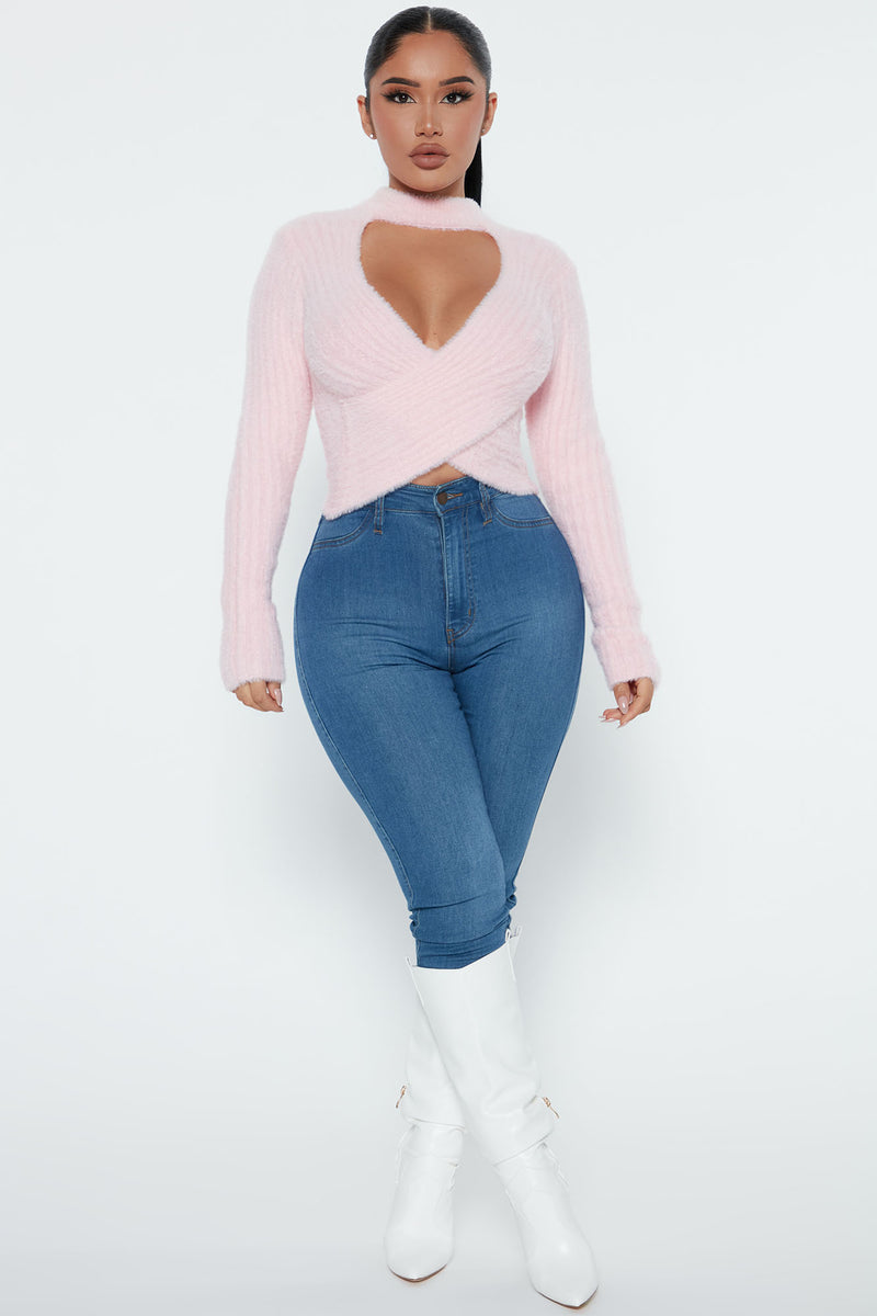 Cross Your Heart Fuzzy Sweater - Pink | Fashion Nova, Sweaters ...