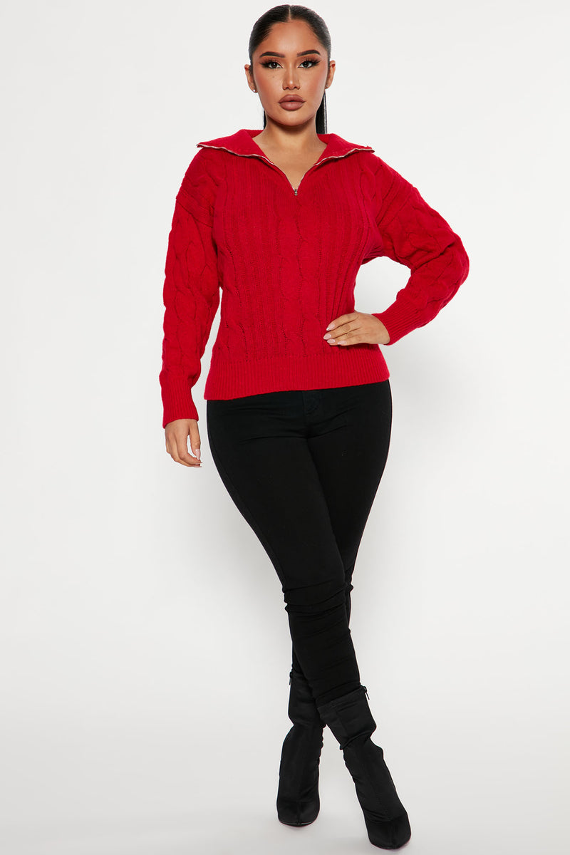 For The Record Quarter Zip Sweater - Red | Fashion Nova, Sweaters ...