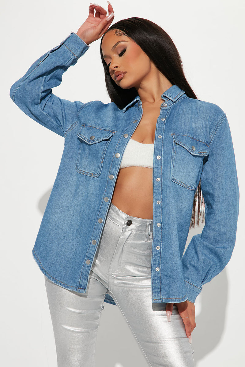 Seal The Deal Denim Shacket - Light Blue Wash | Fashion Nova, Jackets ...