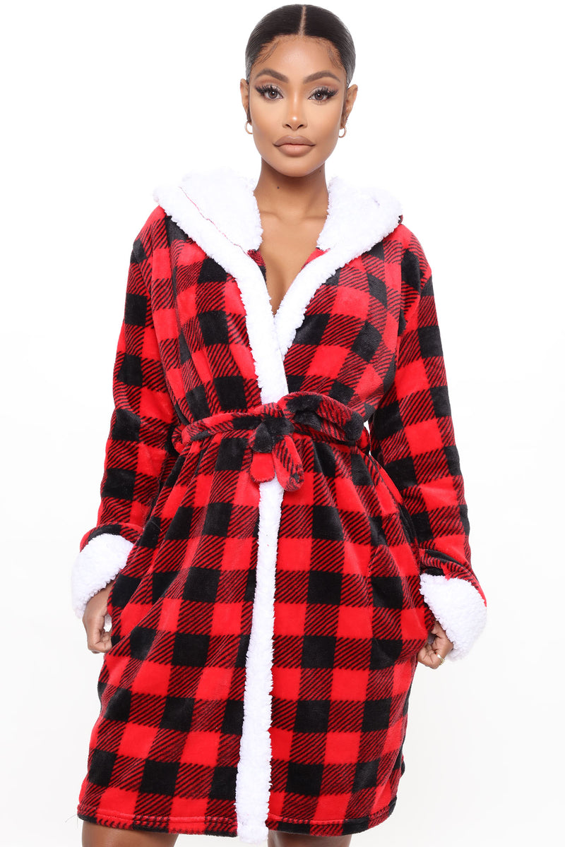 Fireside Snuggles Plush Robe - Red/Black | Fashion Nova, Lingerie ...