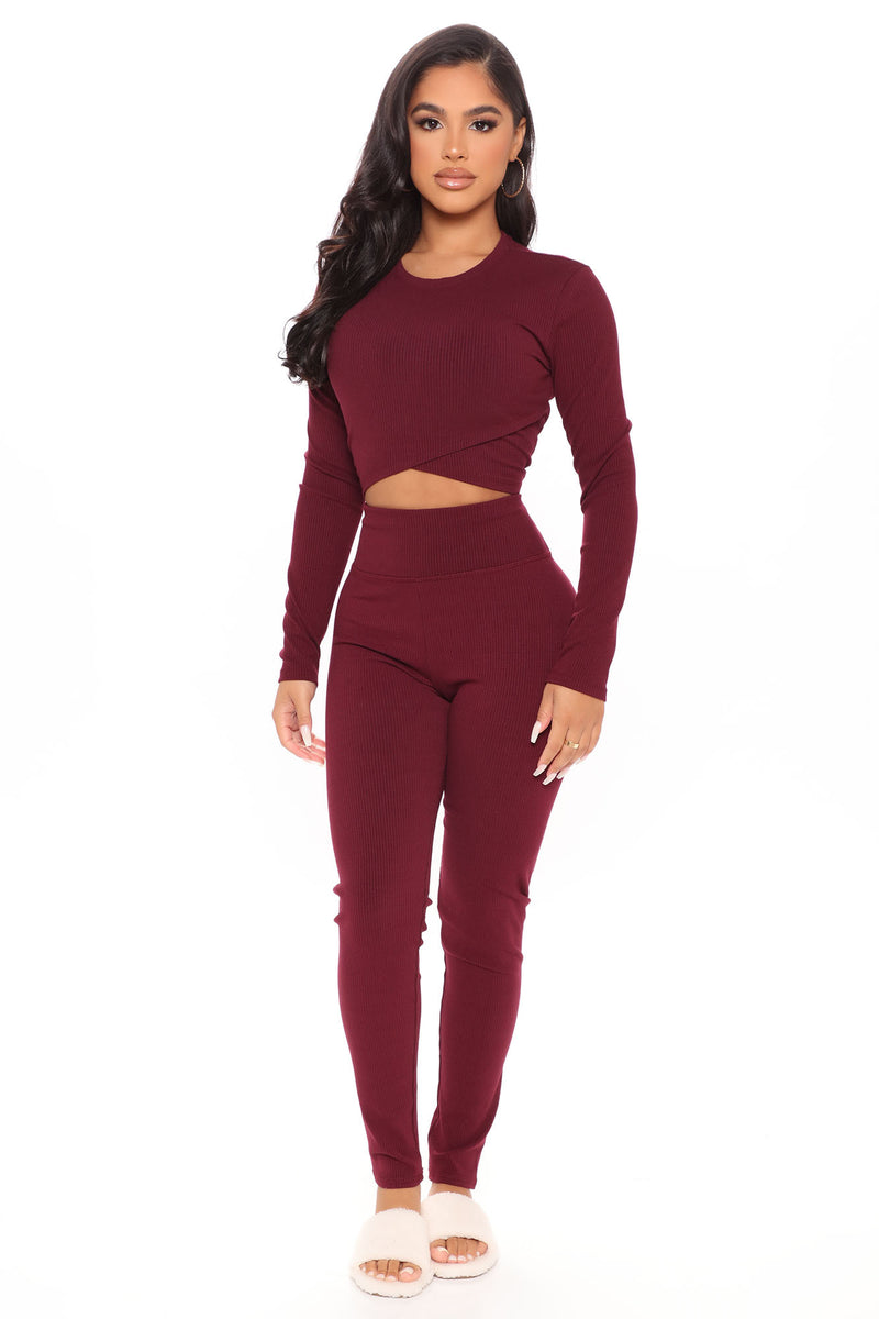 Classy And Cute Legging Set - Burgundy | Fashion Nova, Matching Sets ...