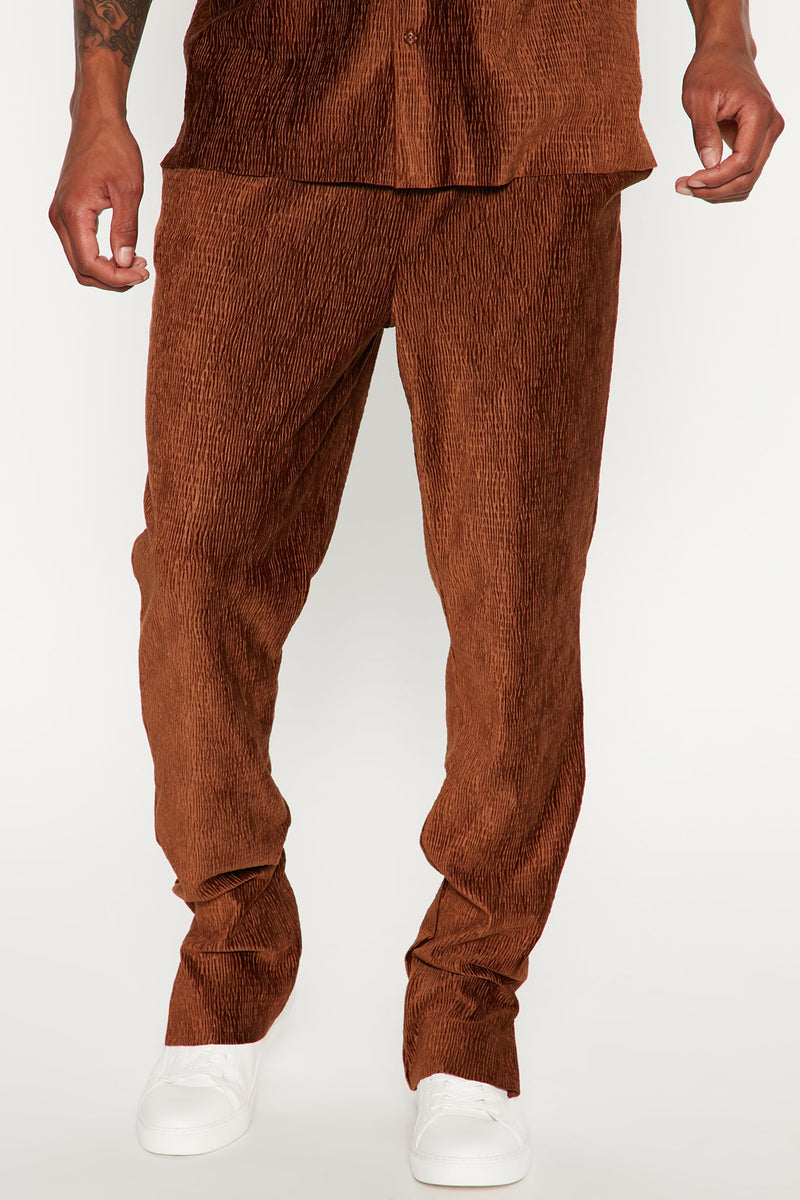 Wavy Textured Pant - Chocolate | Fashion Nova, Mens Pants | Fashion Nova