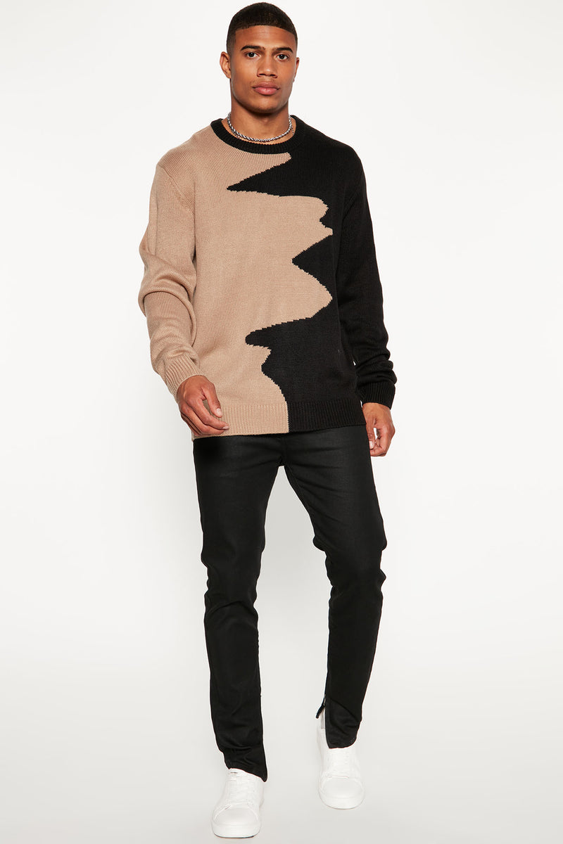 Abstract Two Tone Sweater - Taupe/combo | Fashion Nova, Mens Sweaters ...