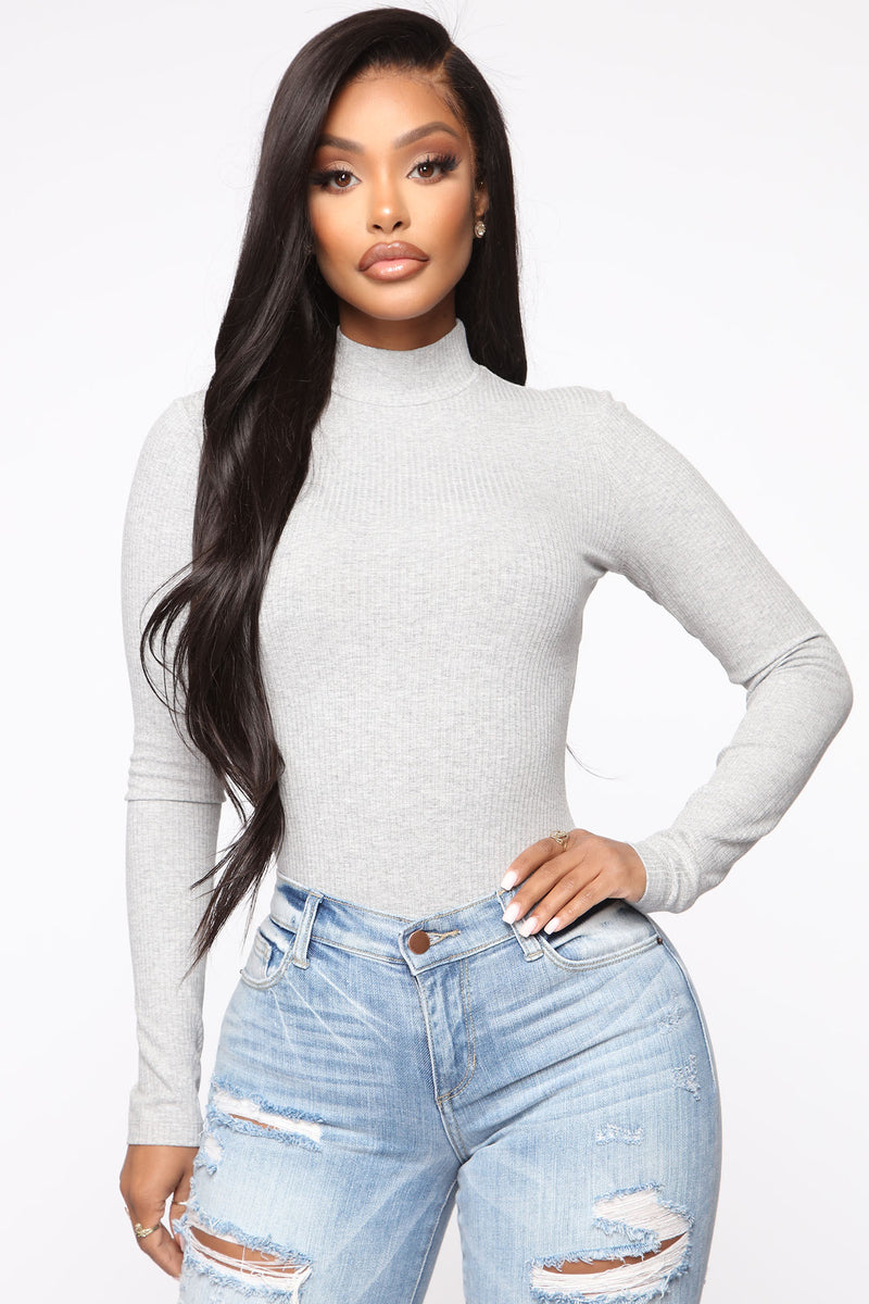 It Wasn't Me Mock Neck Bodysuit - Heather Grey | Fashion Nova ...