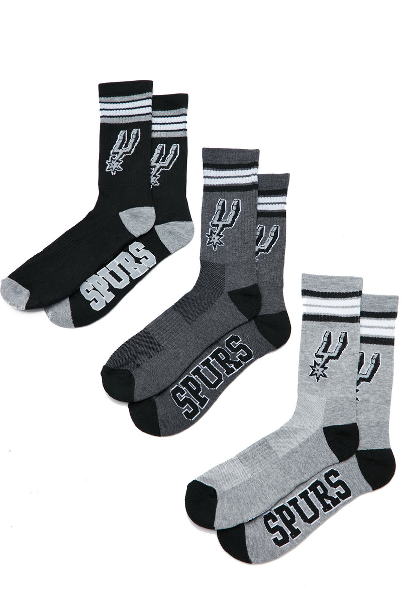 Spurs Athletic Crew Socks 3 Pack - Grey/combo | Fashion Nova, Mens ...