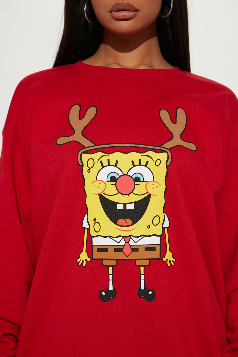 Spongebob Reindeer Sweatshirt - Red | Fashion Nova, Screens Tops and ...