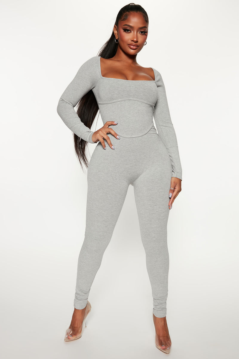 Avani Snatched Jumpsuit - Heather Grey | Fashion Nova, Jumpsuits ...