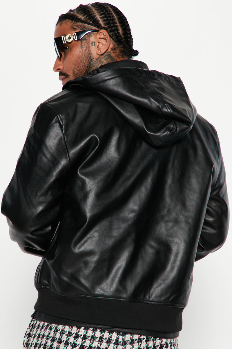 Not Your Average Faux Leather Hooded Jacket - Black | Fashion Nova ...