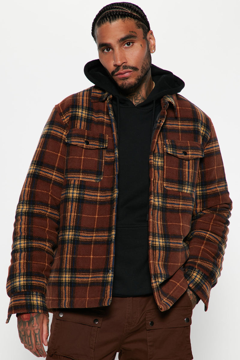 Check Out Flannel Shacket - Brown/combo | Fashion Nova, Mens Jackets ...