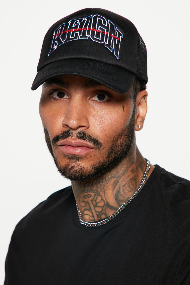 Reign Trucker Hat - Black | Fashion Nova, Mens Accessories | Fashion Nova