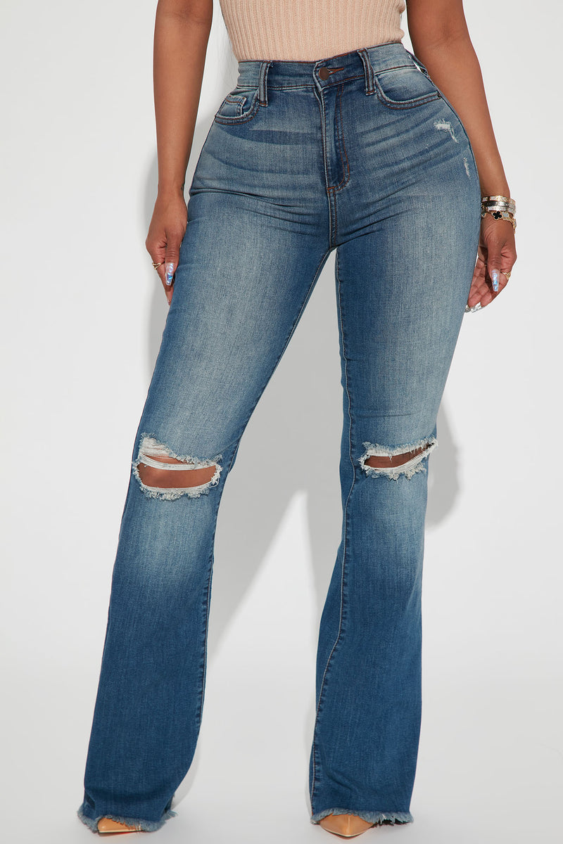 Richie Ripped Flare Jeans - Medium Wash | Fashion Nova, Jeans | Fashion ...