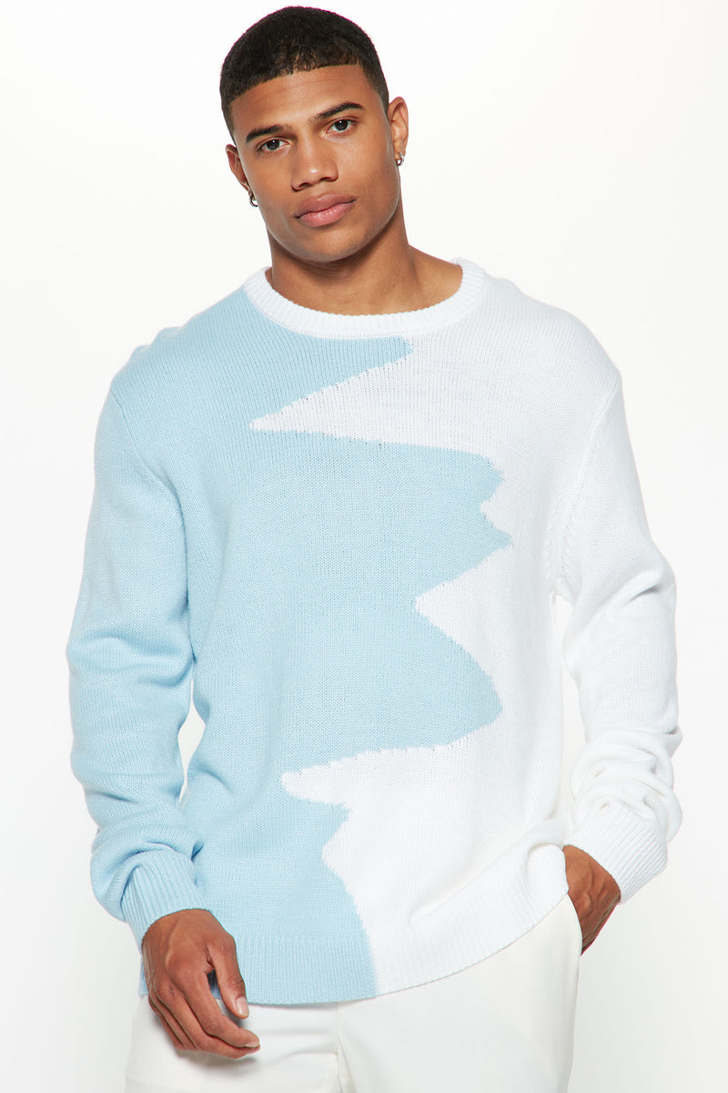 Abstract Two Tone Sweater - Light Blue | Fashion Nova, Mens Sweaters ...