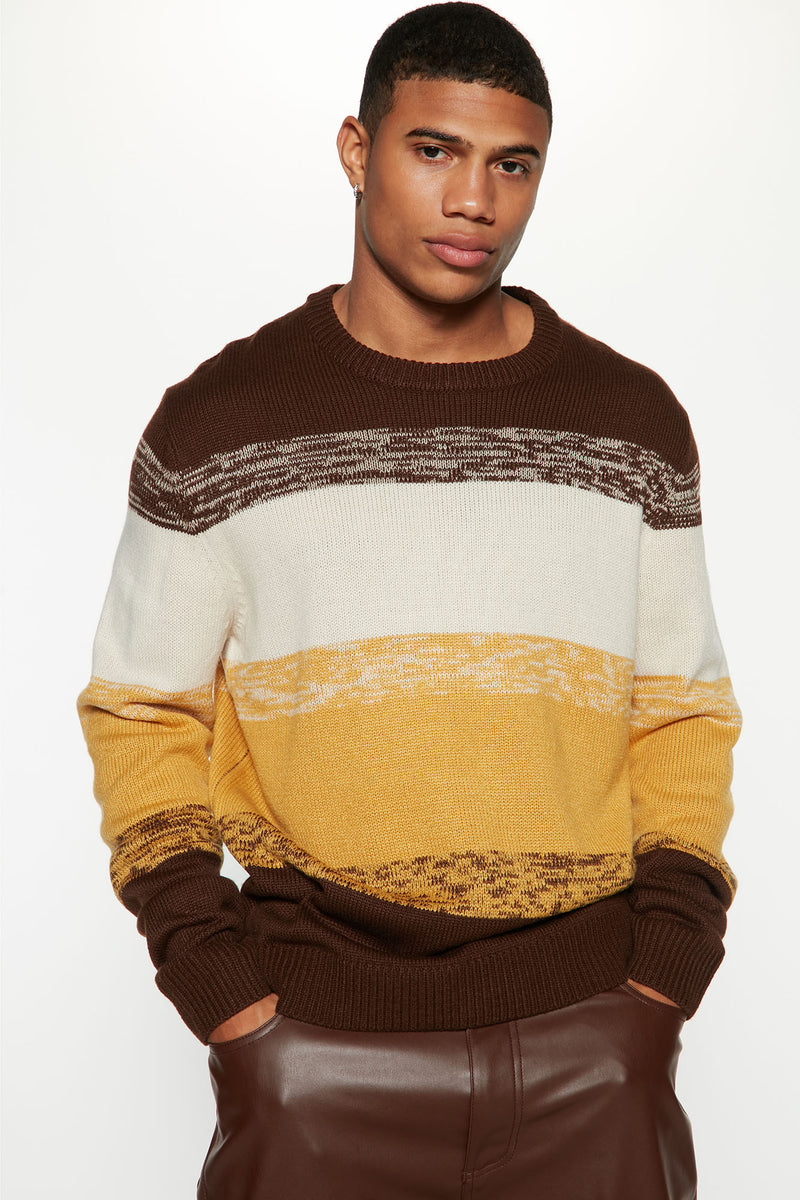 Colorblocked Striped Sweater - Brown/combo | Fashion Nova, Mens ...
