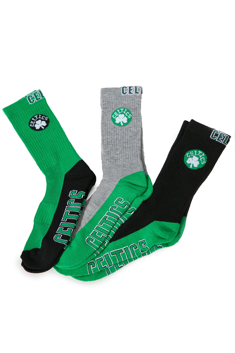 Celtics Classic Crew Socks 3 Pack - Green/combo | Fashion Nova, Mens ...